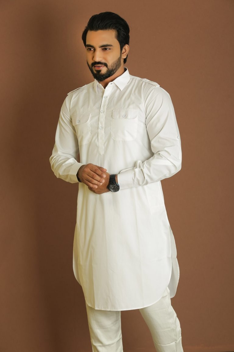 Whait Color Stylish Men's Kabli set