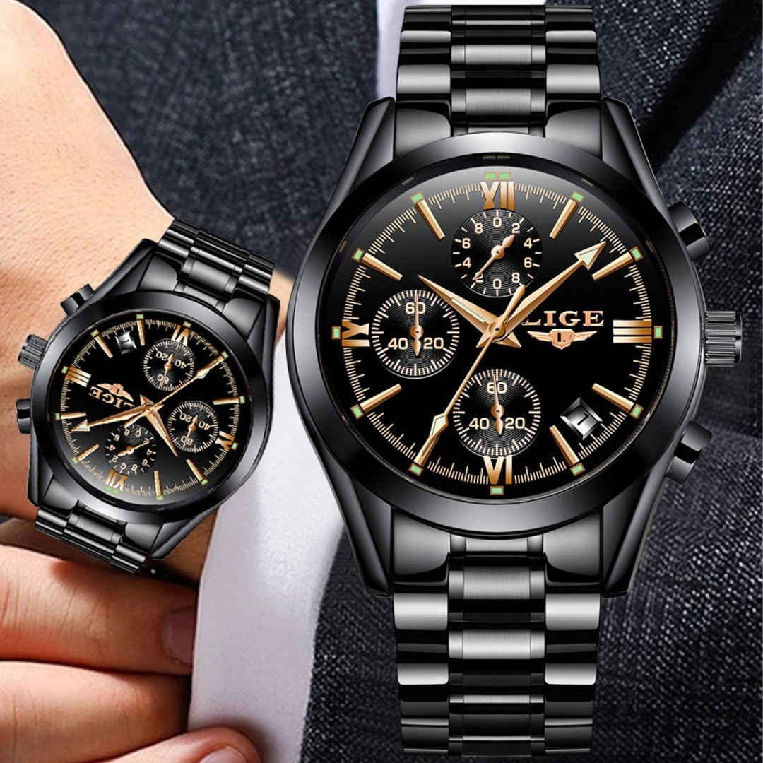 LIGE 9839 Quartz Fashion Waterproof Business Watch